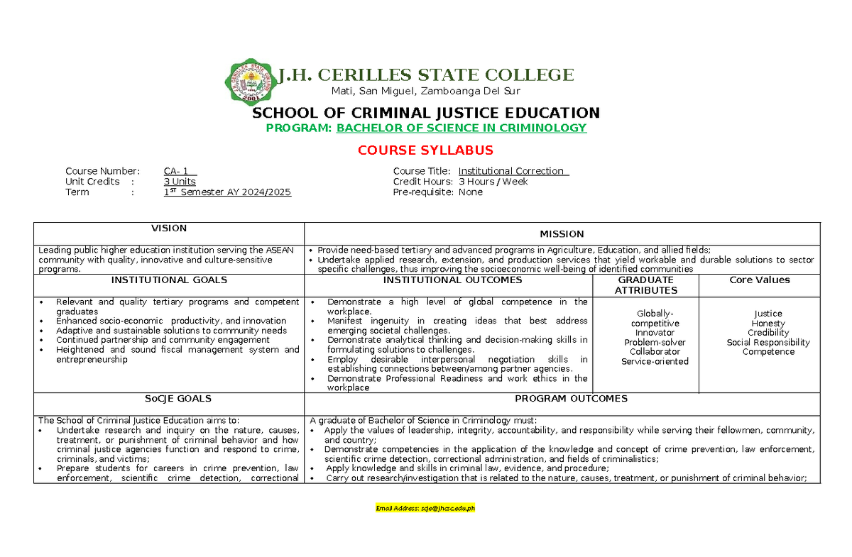 CA 1 Syllabus - Guide for constitutional rights - J. CERILLES STATE ...