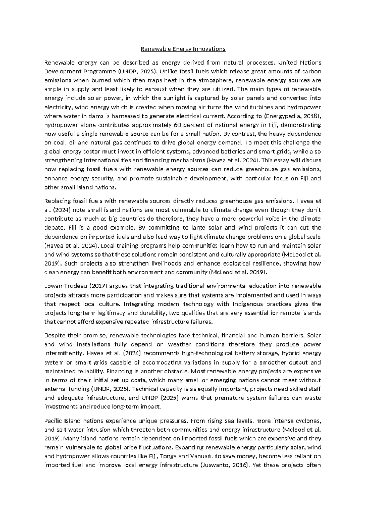 UU114 Final Essay: Innovations in Renewable Energy for Sustainable ...