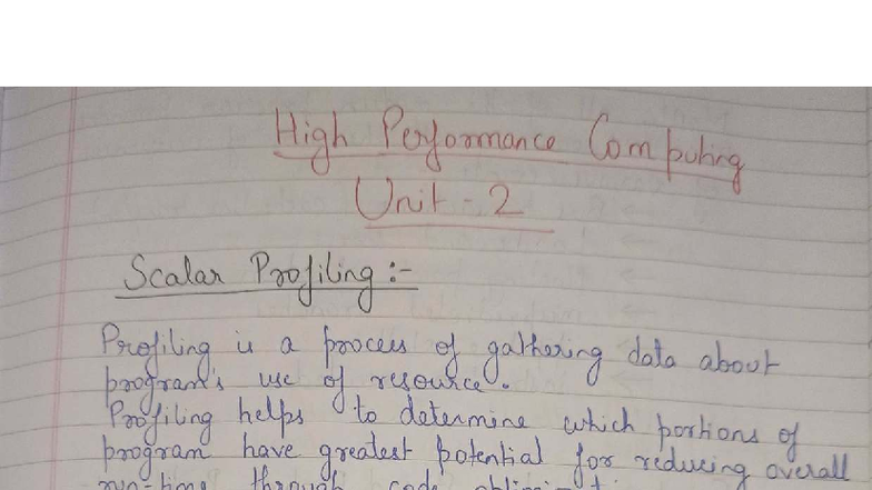 HPC Unit 2: Scalar Profiling and Performance Optimization Techniques ...