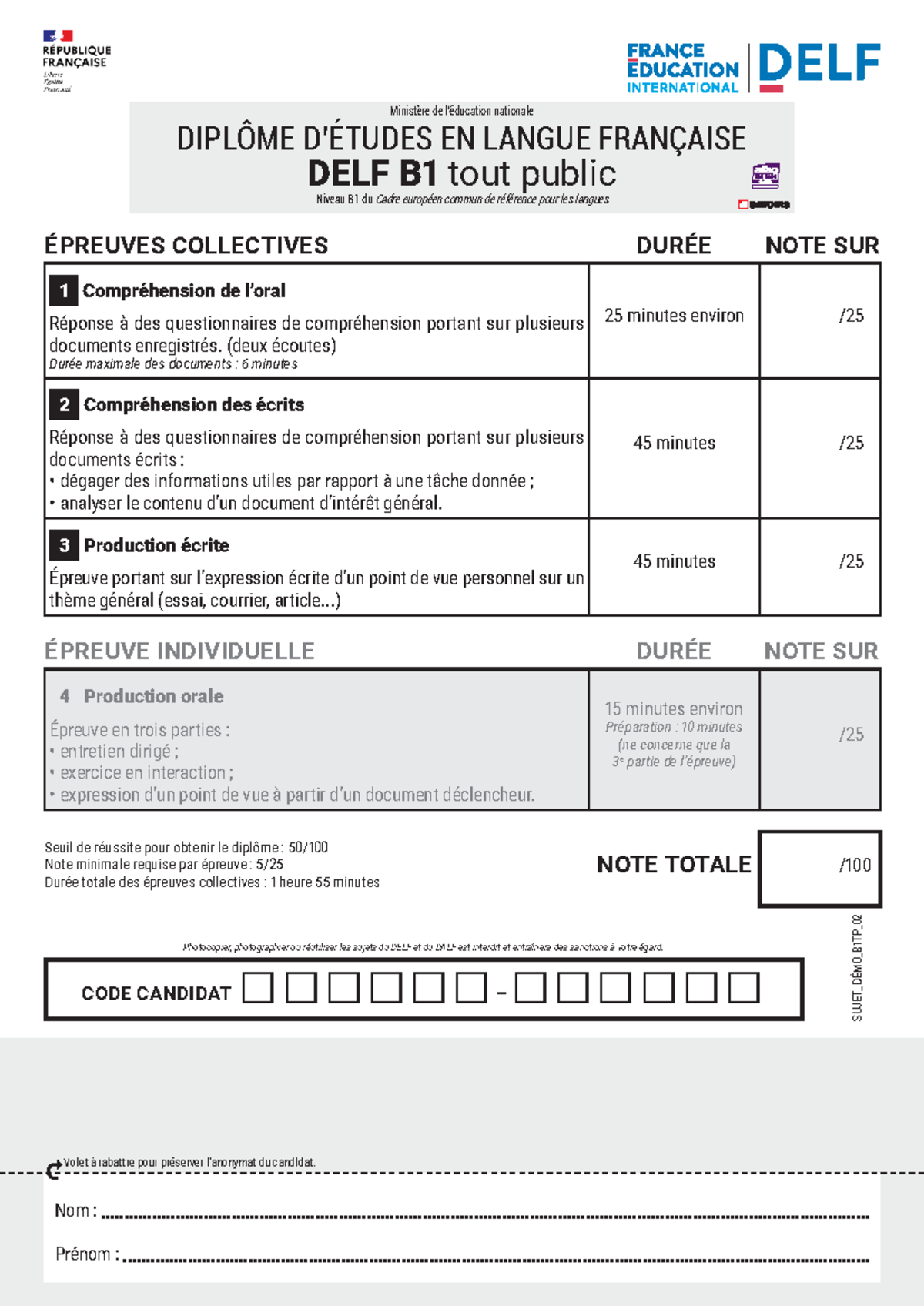 DELF B1 - Examen Collectif - Modèle de Sujet d'Épreuve - Studocu