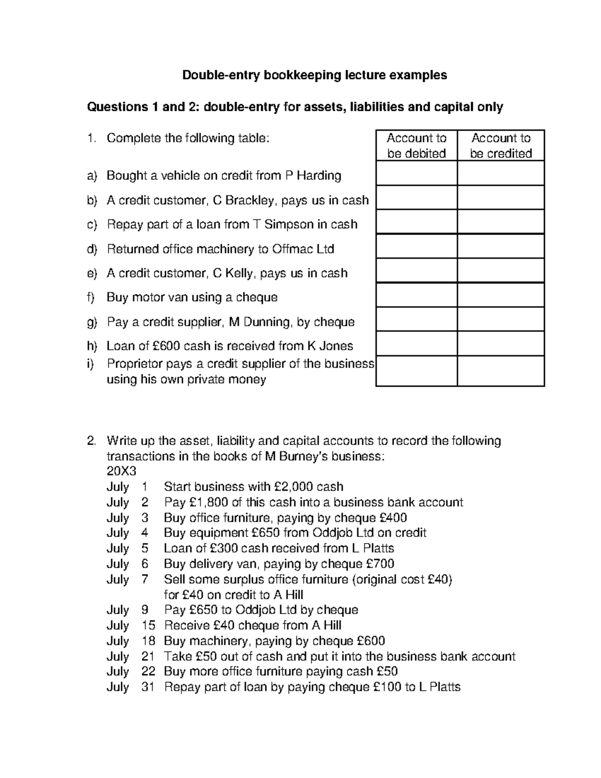 Lecture 2 Double-Entry Bookkeeping Questions and Examples - Studocu