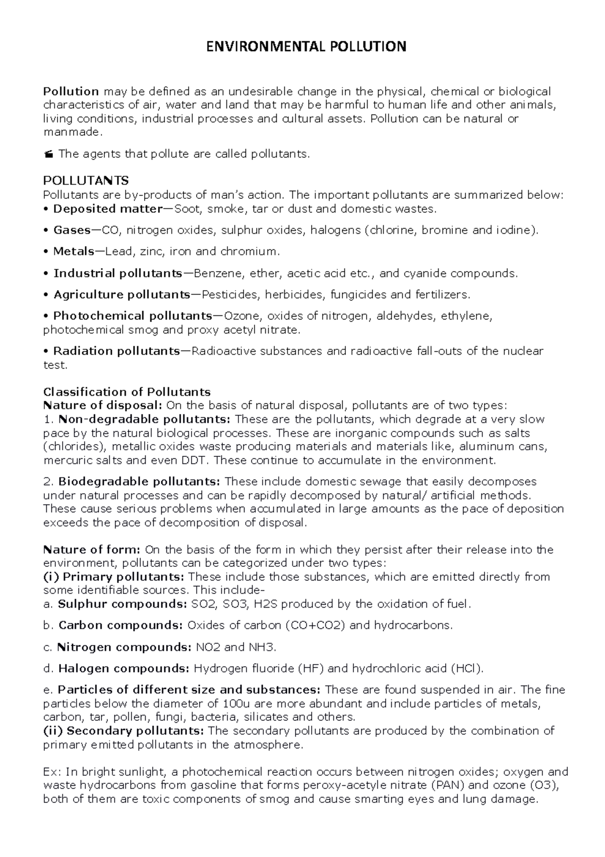 Environmental Pollution Study Guide: Insights and Impacts - Studocu