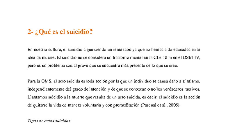 Qué es el suicidio: Introducción al suicidio y su impacto social - Studocu