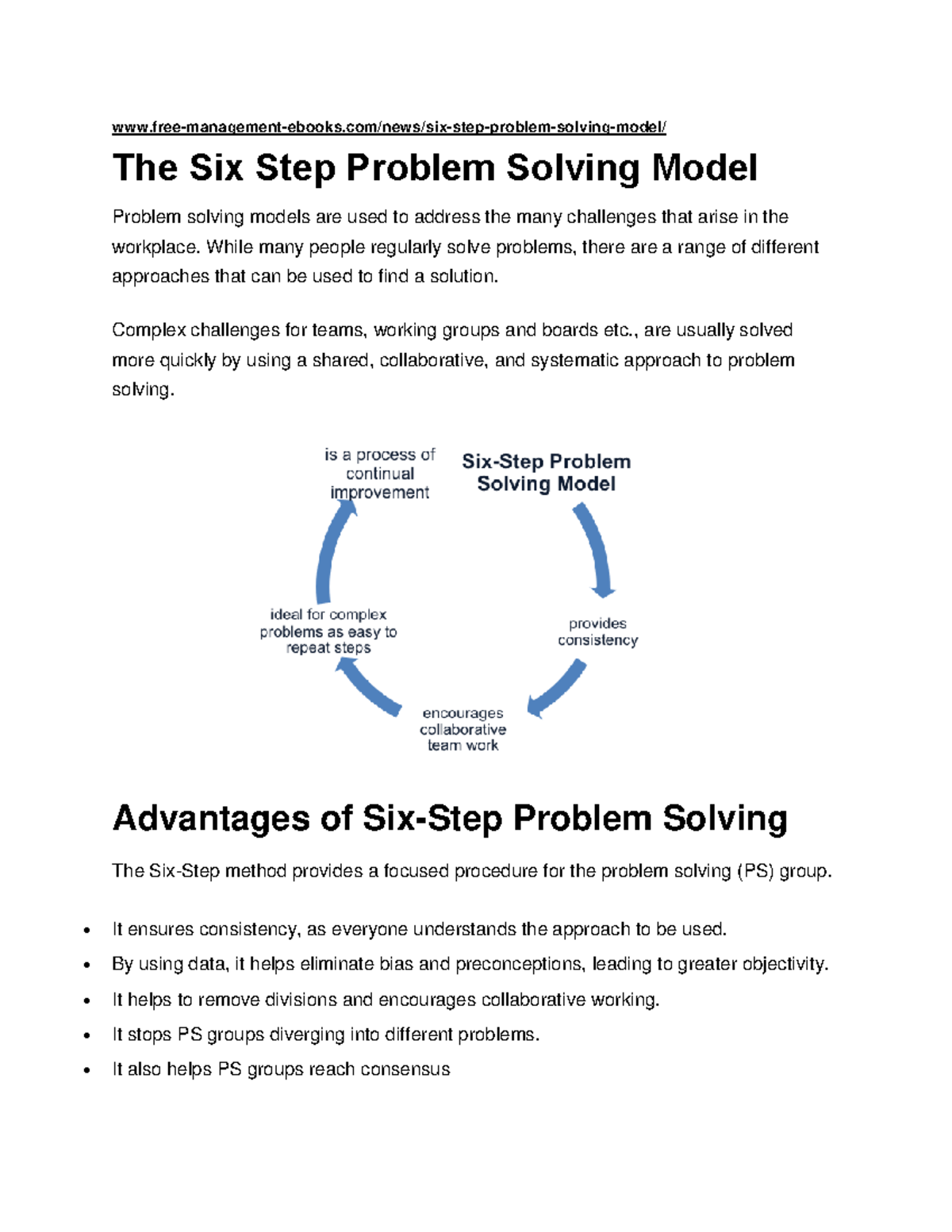 Six-Step Problem Solving Model Overview - General Info - Studocu