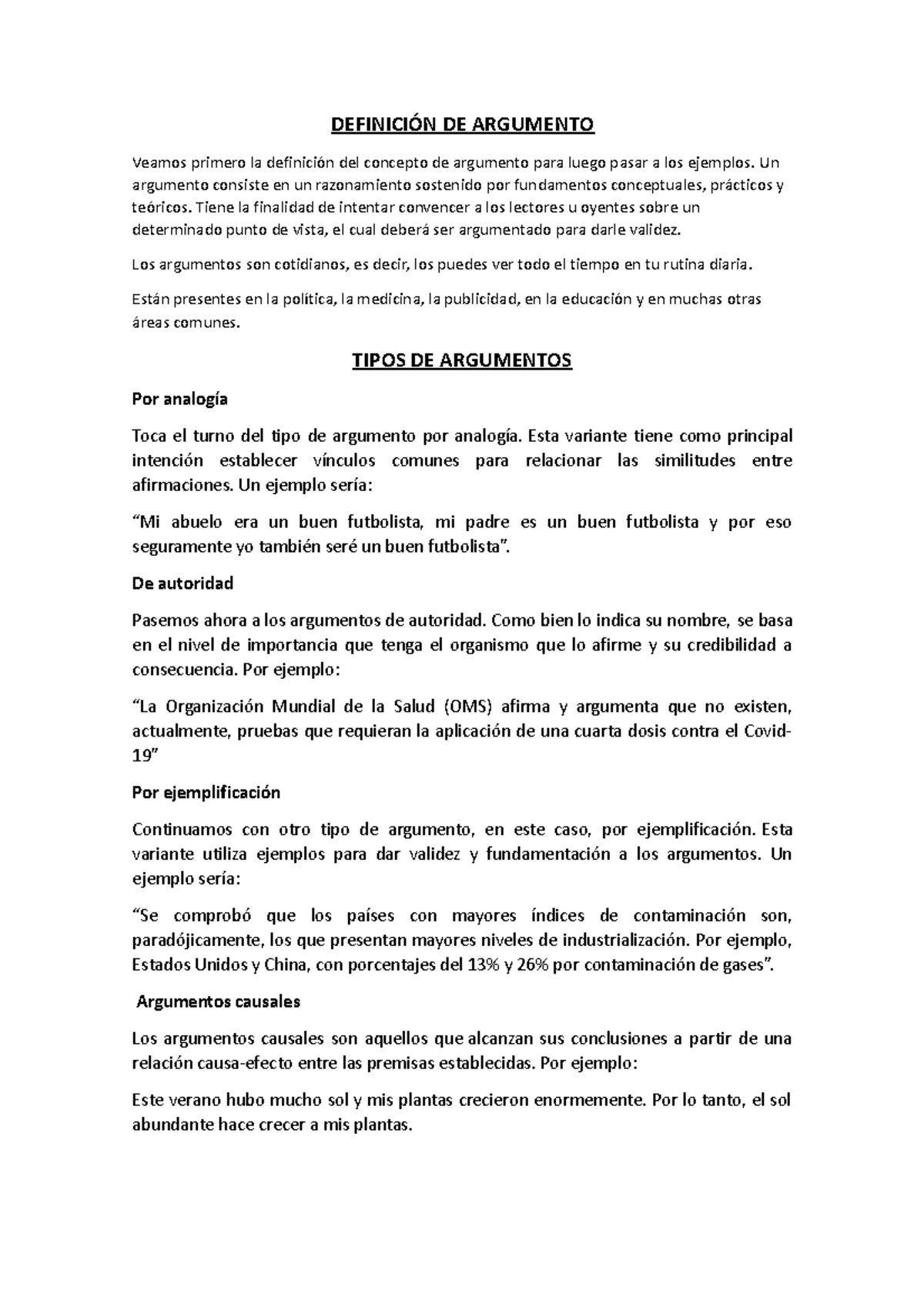 Tipos de Argumentos: Definición y Ejemplos Claros para Estudiantes ...