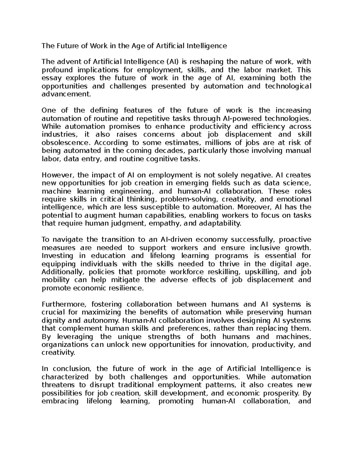 AI 4 - The Future of Work in the Age of Artificial Intelligence - The ...