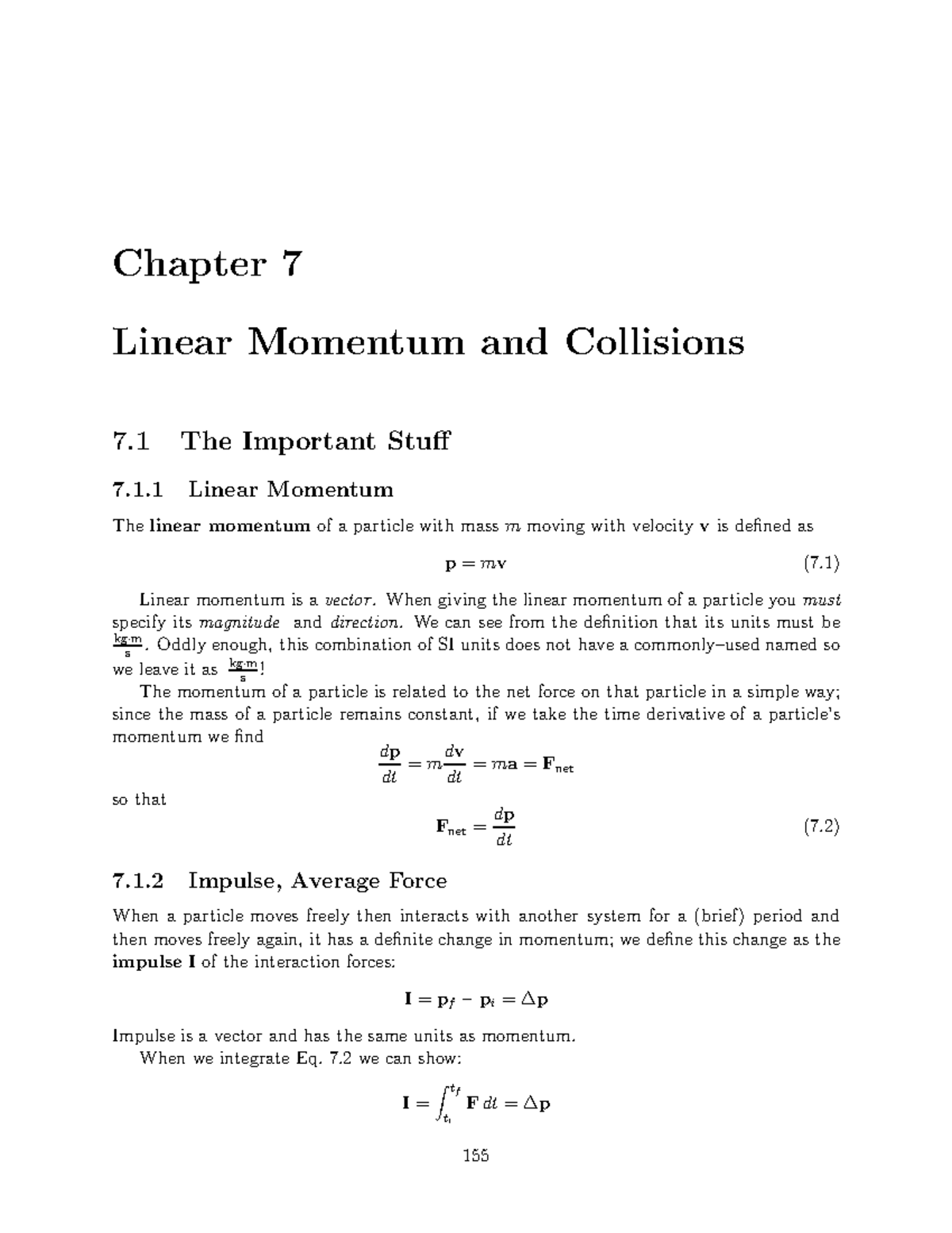 V1 - Chapter 7: Linear Momentum & Collisions Notes - Studocu