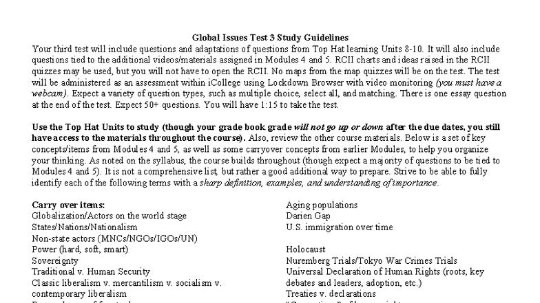 Global Issues Test 3 Study Guide: Modules 4 & 5 Insights - Studocu