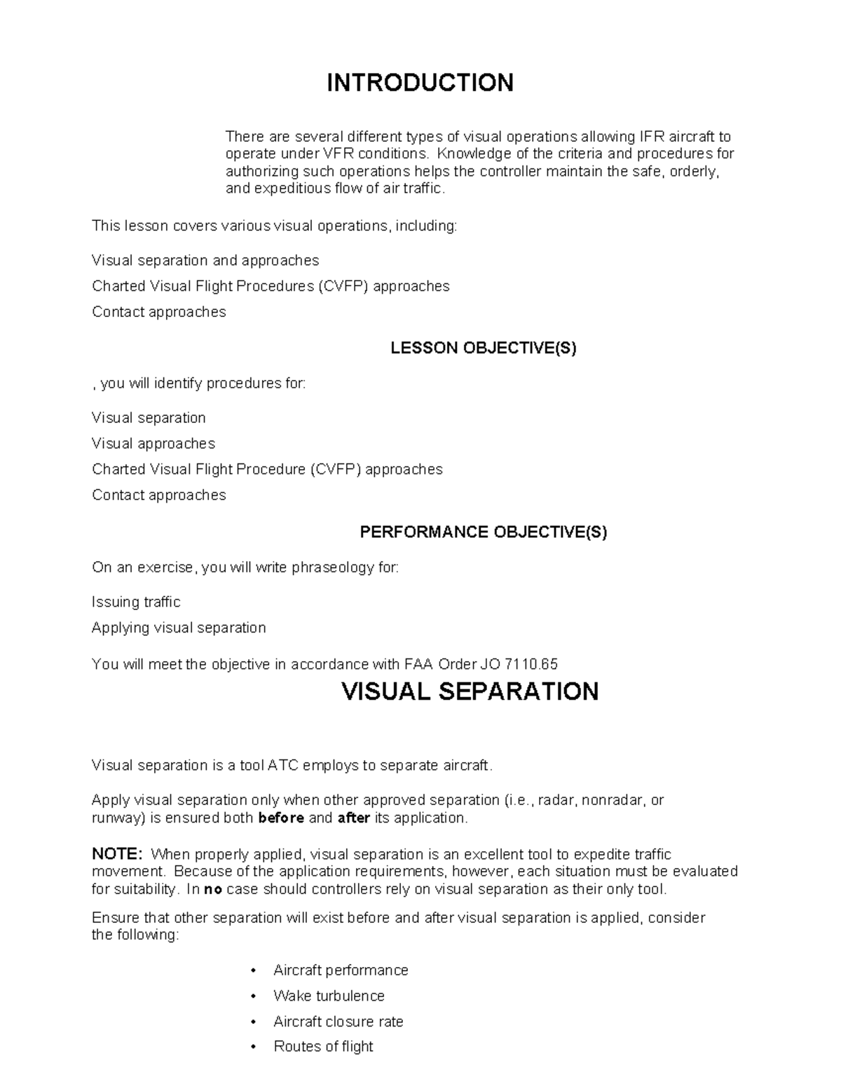 Visual Operations & Separation Guidelines for IFR Aircraft (Lesson ...