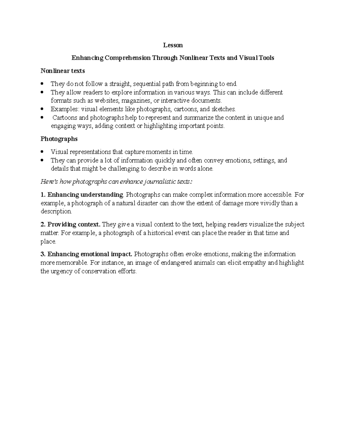 G8 Q3 Lesson: Enhancing Comprehension with Visual Tools - Studocu