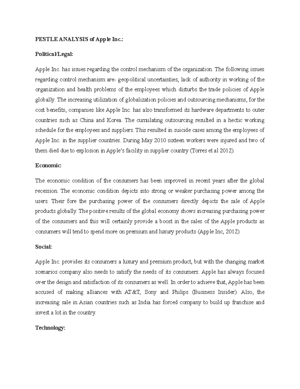 Pestle Analysis of Apple Inc: Economic, Social, and Tech Insights - Studocu