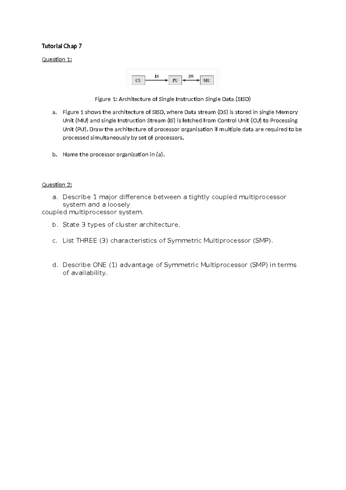Tutorial Chap 7: SISD Architecture & Multiprocessor Systems Analysis ...