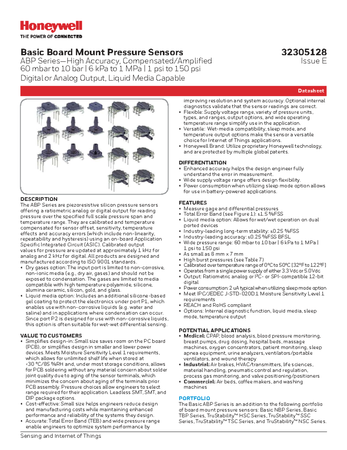 Basic Board Mount Pressure Sensors ABP Series: Specs & Features - Studocu