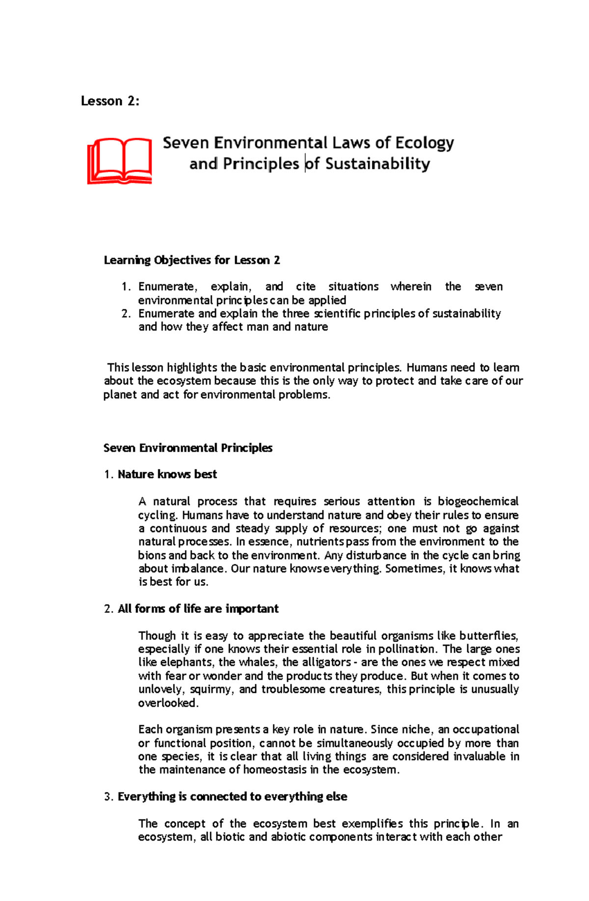 Module I Lesson 2 - rev - Lesson 2: Learning Objectives for Lesson 2 1 ...