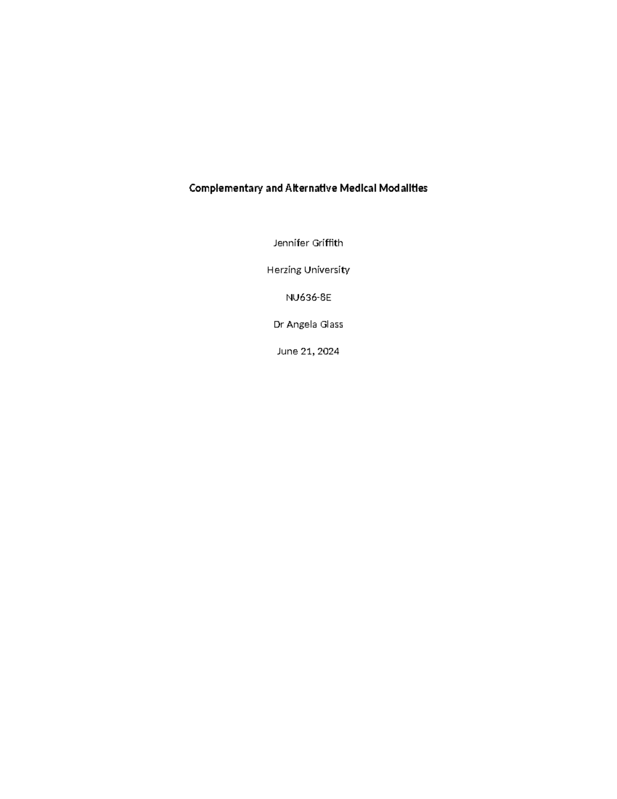 NU636-8E Complementary & Alternative Medical Modalities Case Study ...