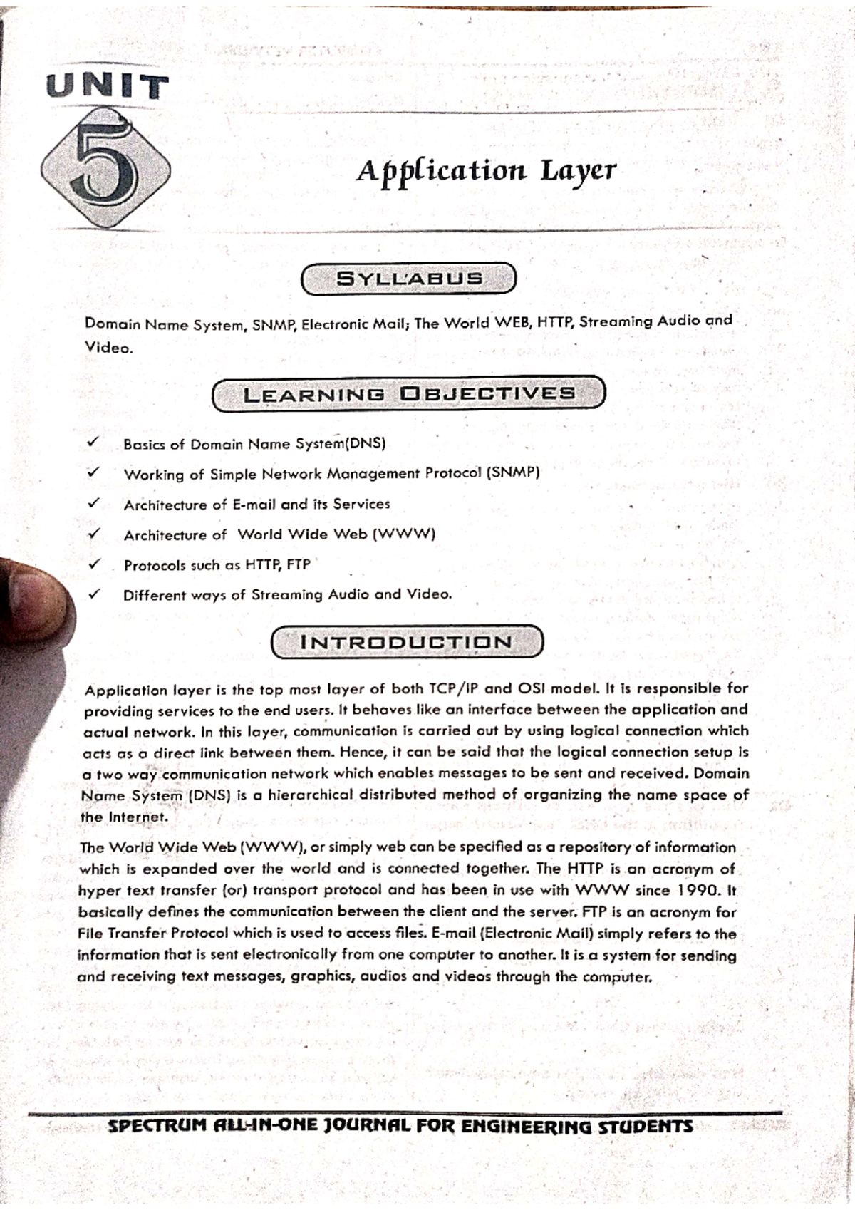 Computer Networks (CN) UNIT 5 - UNIT Application Layer Domain Name System, SNMP, Electronic The ...