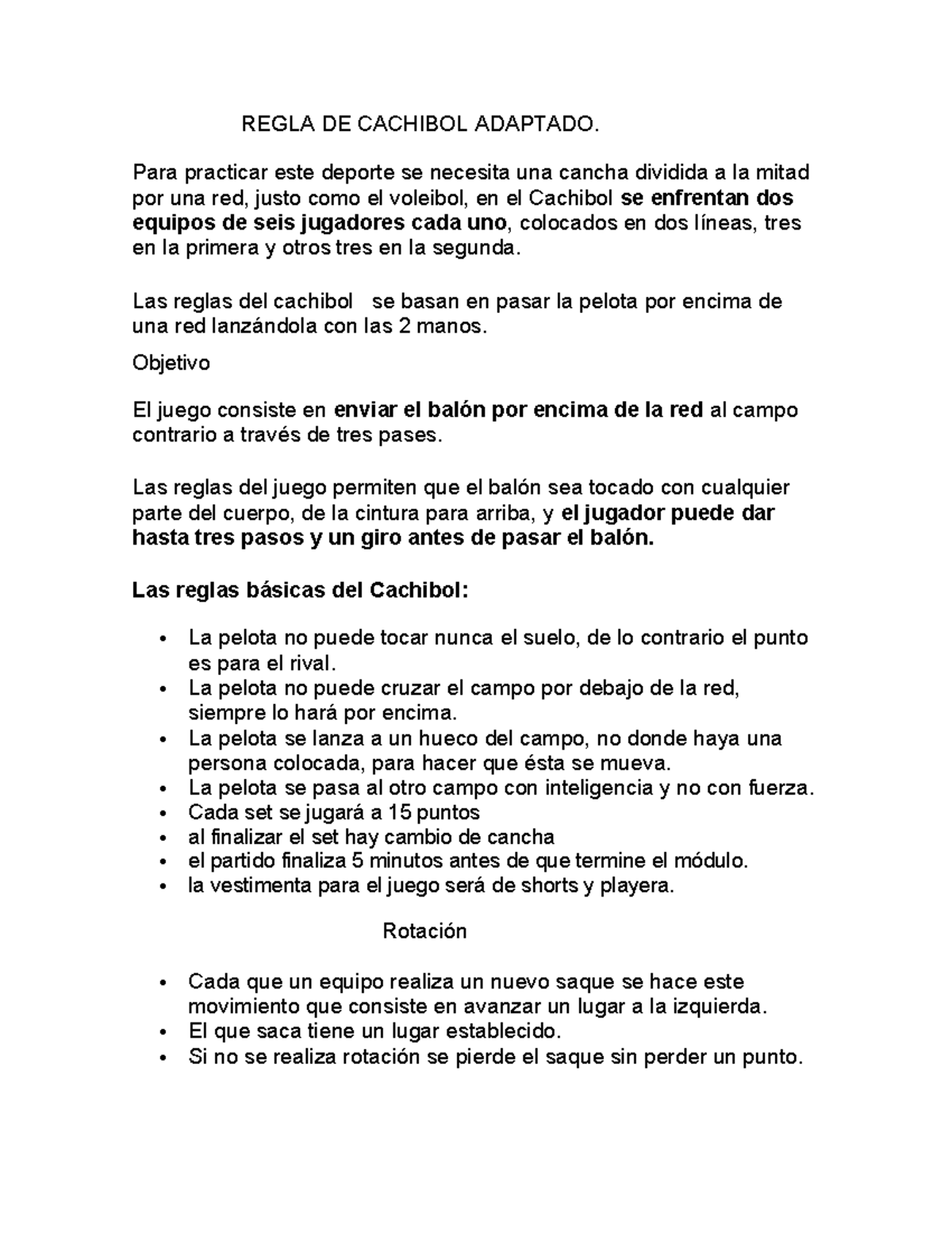 Reglas del Cachibol Adaptado: Guía Completa para Jugadores - Studocu