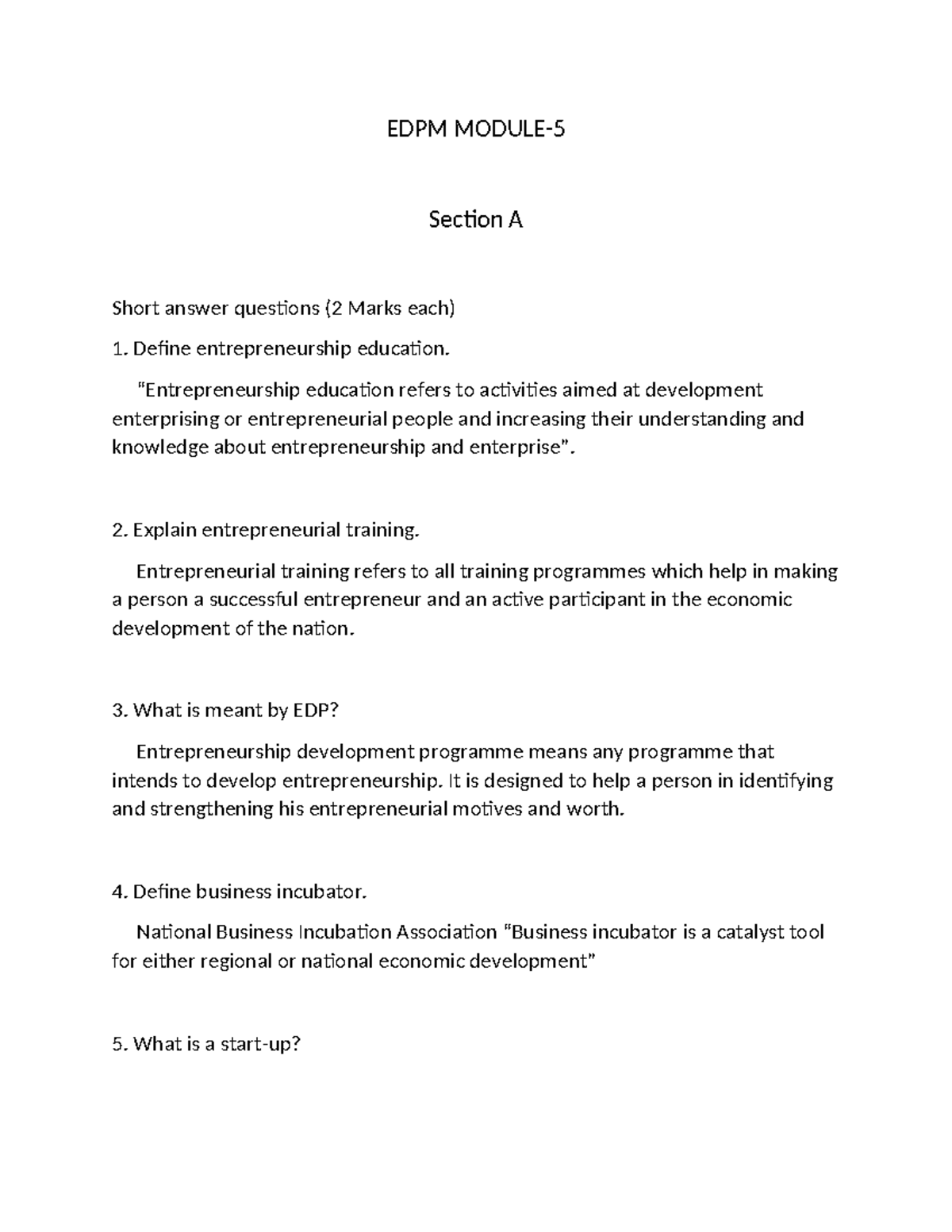 EDPM Module 5: Comprehensive Notes on Entrepreneurship Principles - Studocu