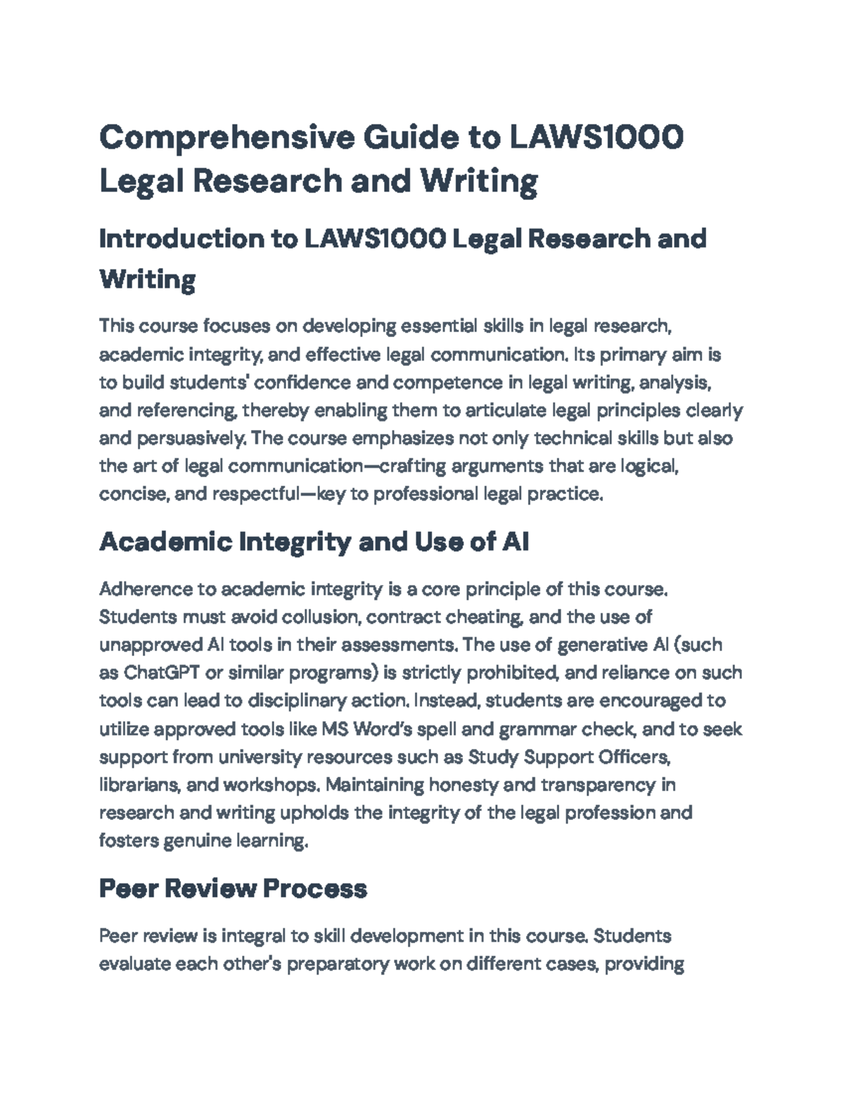 Comprehensive Guide to Legal Research & Writing in LAWS1000 - Studocu
