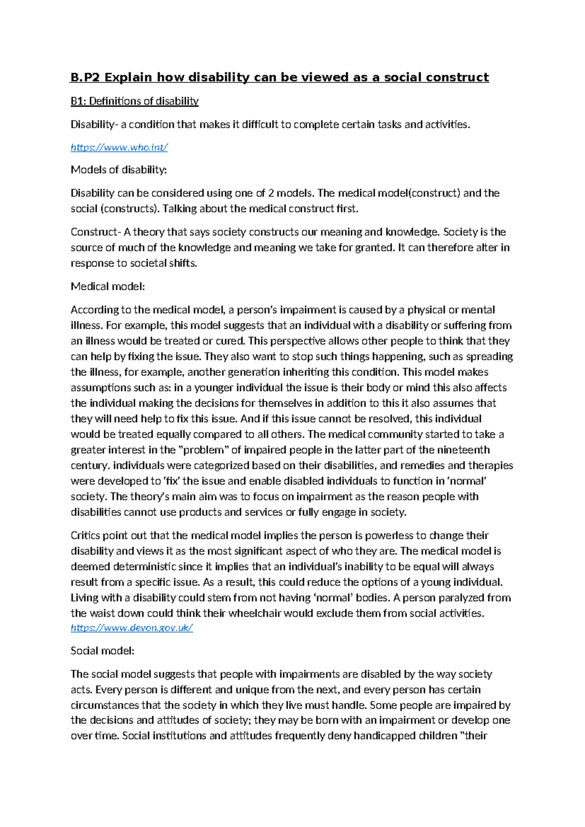 Social Models of Disability: Understanding Support Needs for Rebecca ...