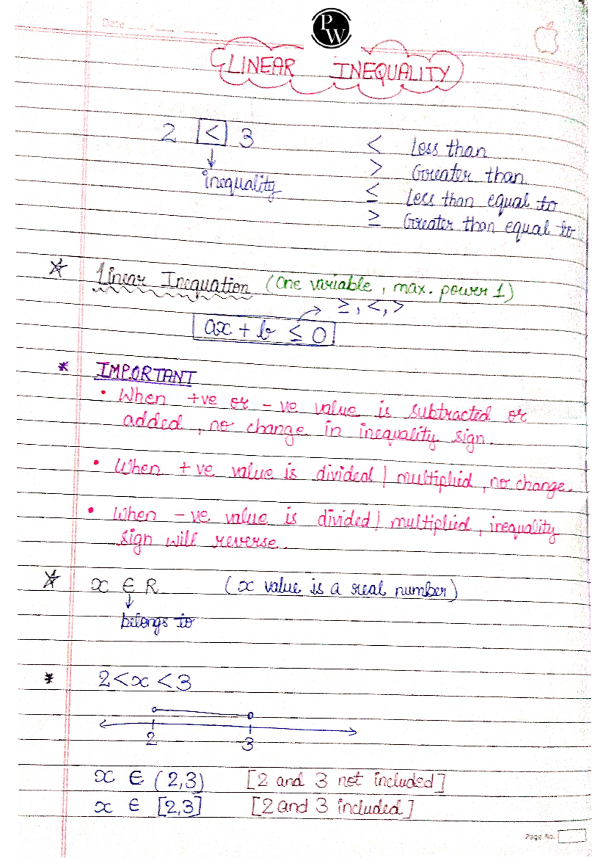 Linear Inequalities Notes for Course EH211: Important Concepts and ...