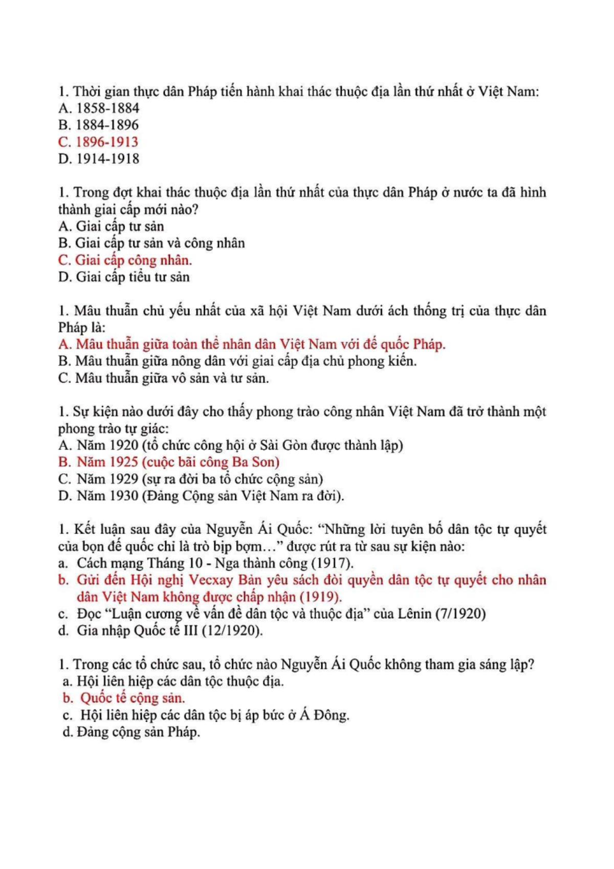 TN ôn thi GK LSD - Trắc nghiệm ôn thi giữa kỳ về Thực dân Pháp tại Việt ...