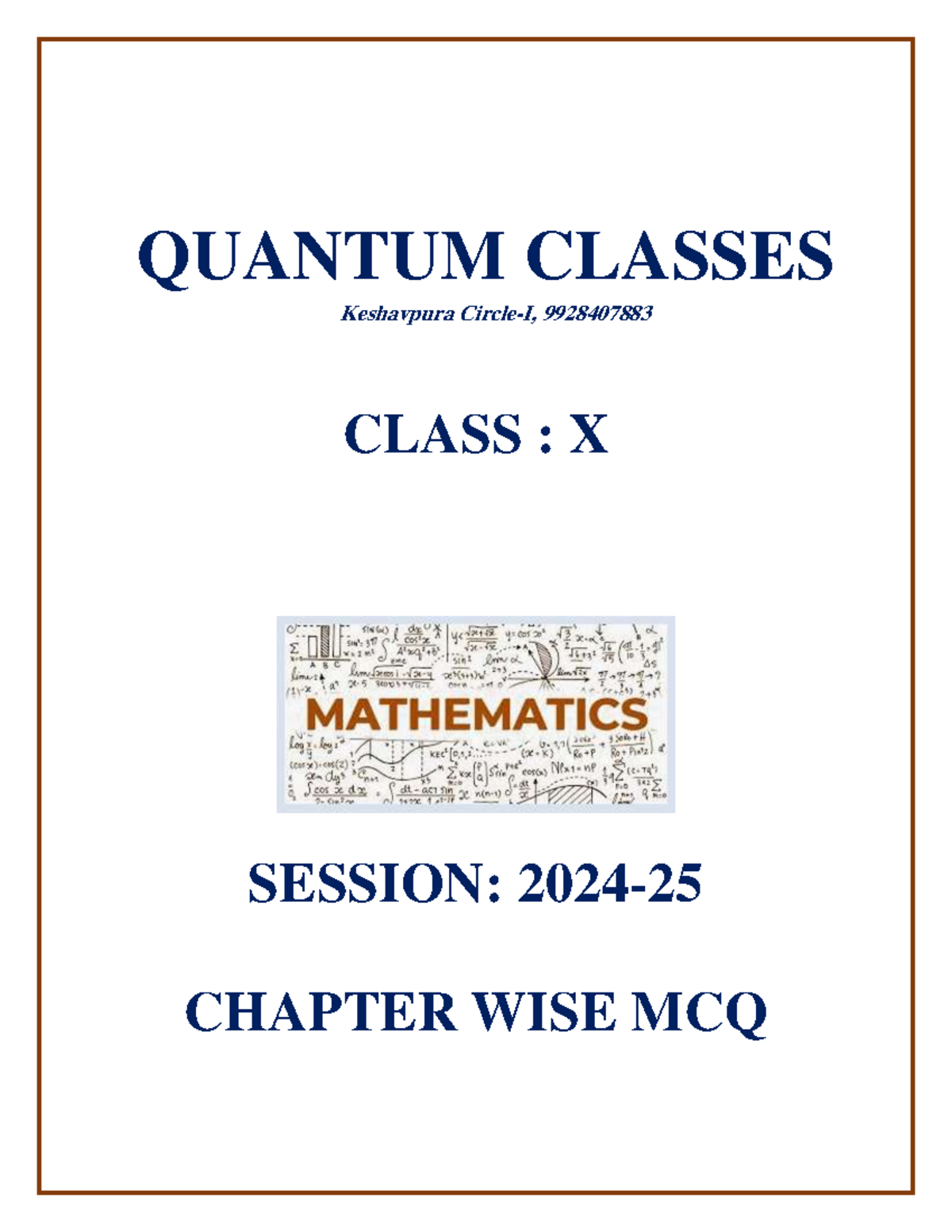 Class X MCQ - Chapter Wise Number Systems & Algebra - Studocu