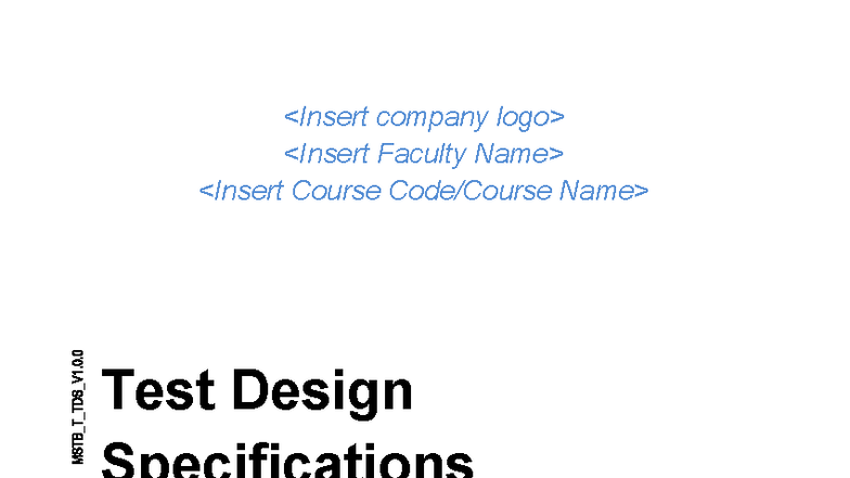 Test Design Specification (F007: Transfer) - Draft Version 1.0 - Studocu