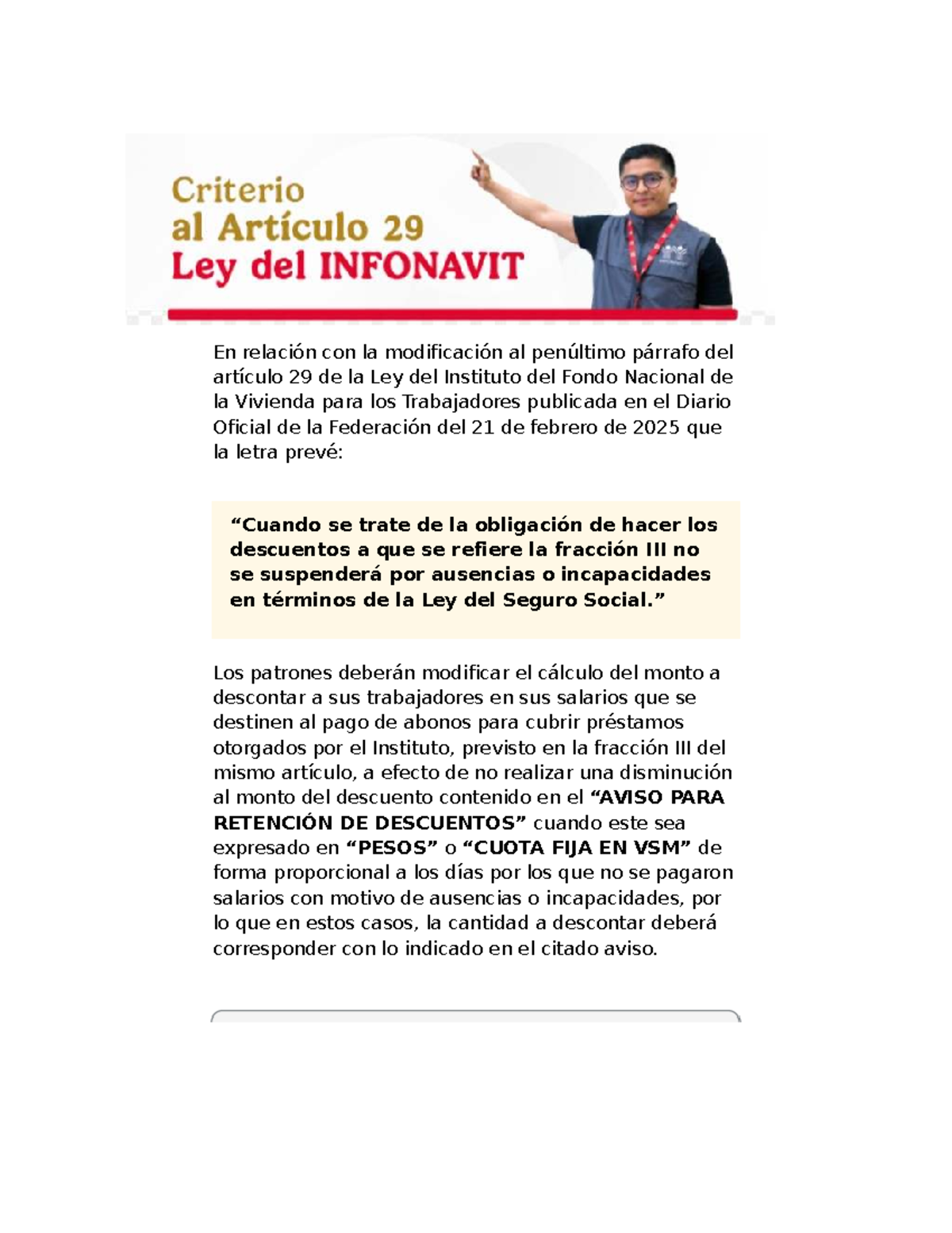 Modificación al penúltimo párrafo del artículo 29 de la Ley del ...