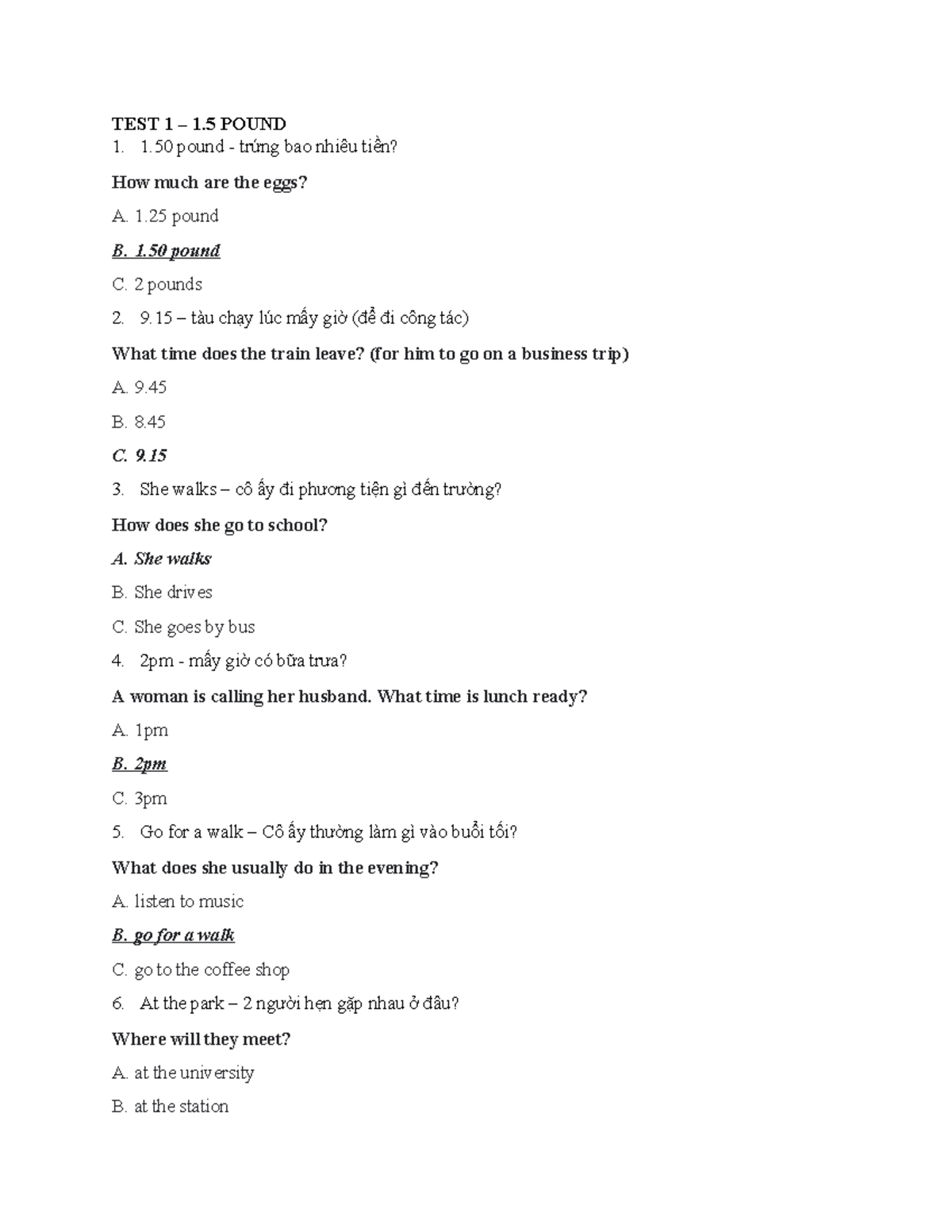 TEST 1 - LISTENING PRACTICE QUESTIONS - Studocu