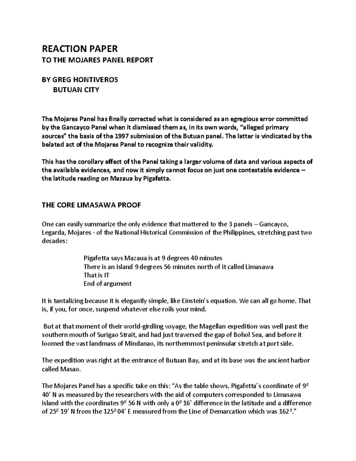 Reaction Paper (Hontiveros) - REACTION PAPER TO THE MOJARES PANEL ...