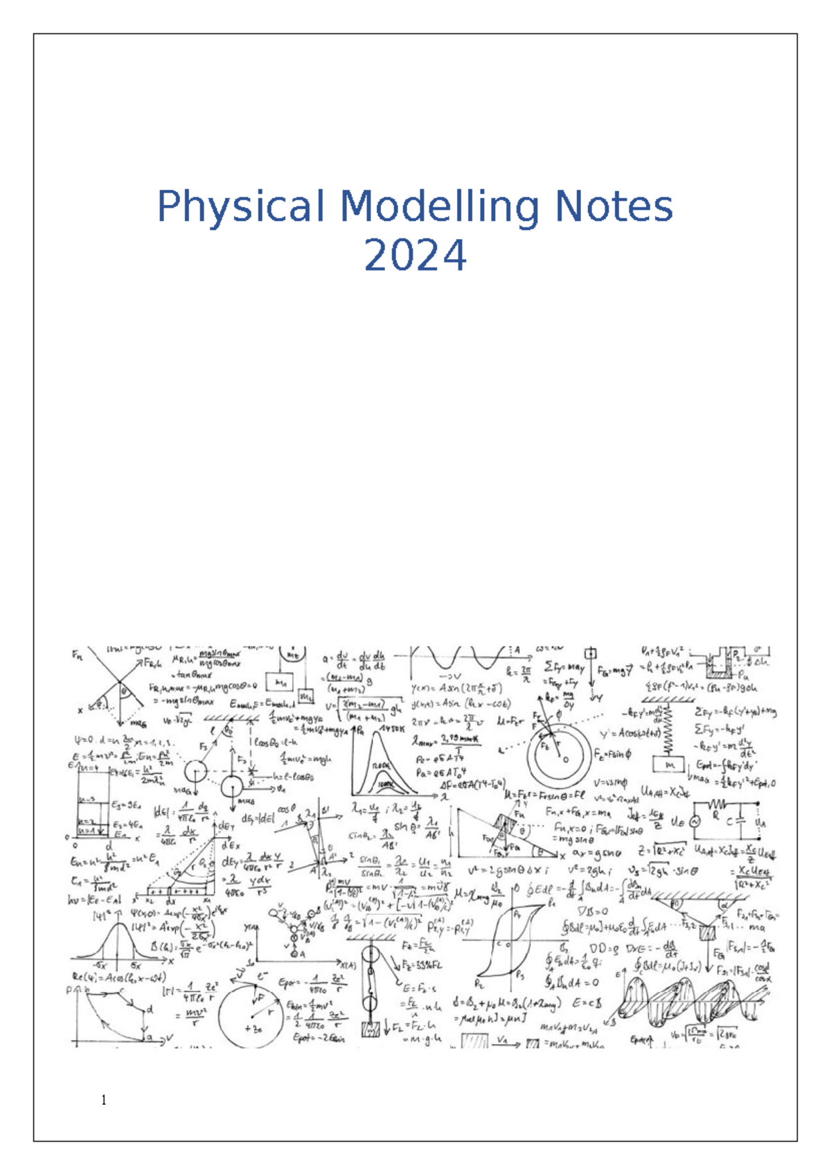 PHYS 101: Physical Modelling Sem 1 2024 Lecture Notes and Concepts ...