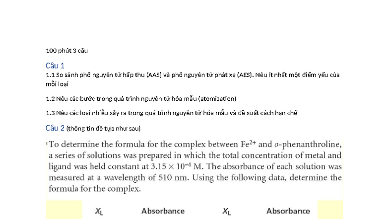 HK222 - So sánh AAS và AES, quy trình nguyên tử hóa mẫu - Studocu