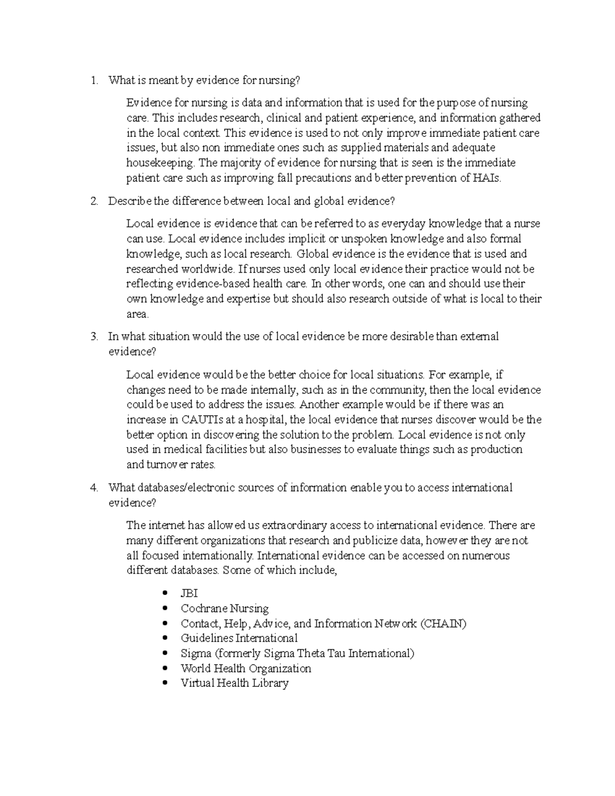 Module 1 Critical Thinking & Evidence in Nursing Care - Studocu