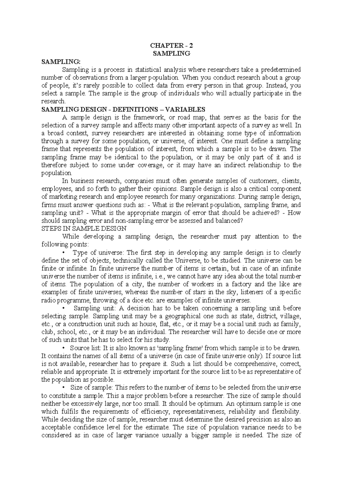 Chapter 2 - Sampling in Business Statistics: Key Concepts and Methods ...