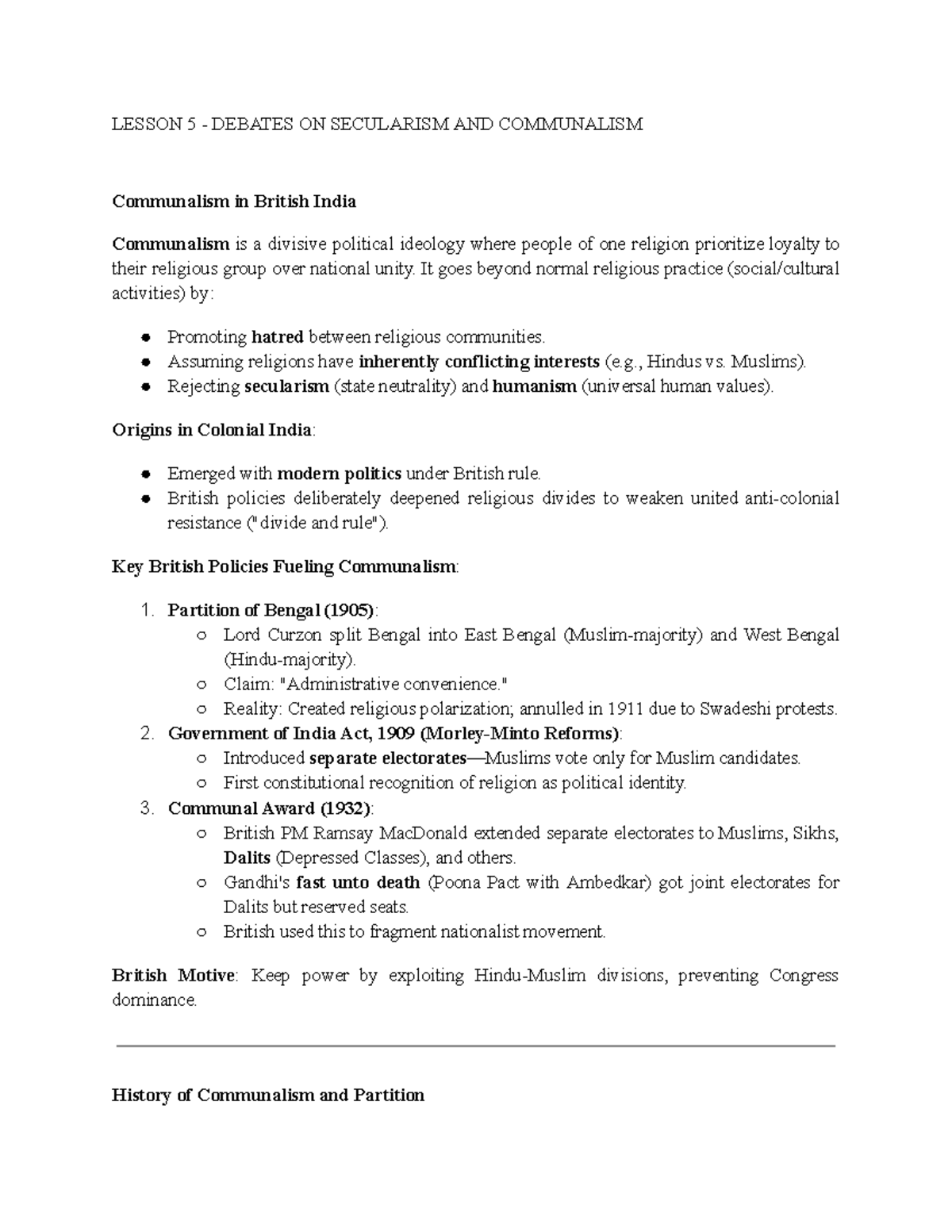 LESSON 5: DEBATES ON SECULARISM & COMMUNALISM (REL 101) - Studocu