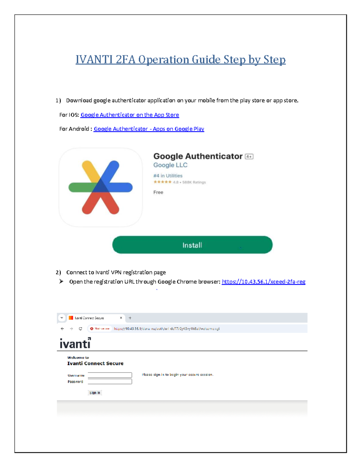 Ivanti 2FA Setup Guide: Step-by-Step Instructions - Studocu