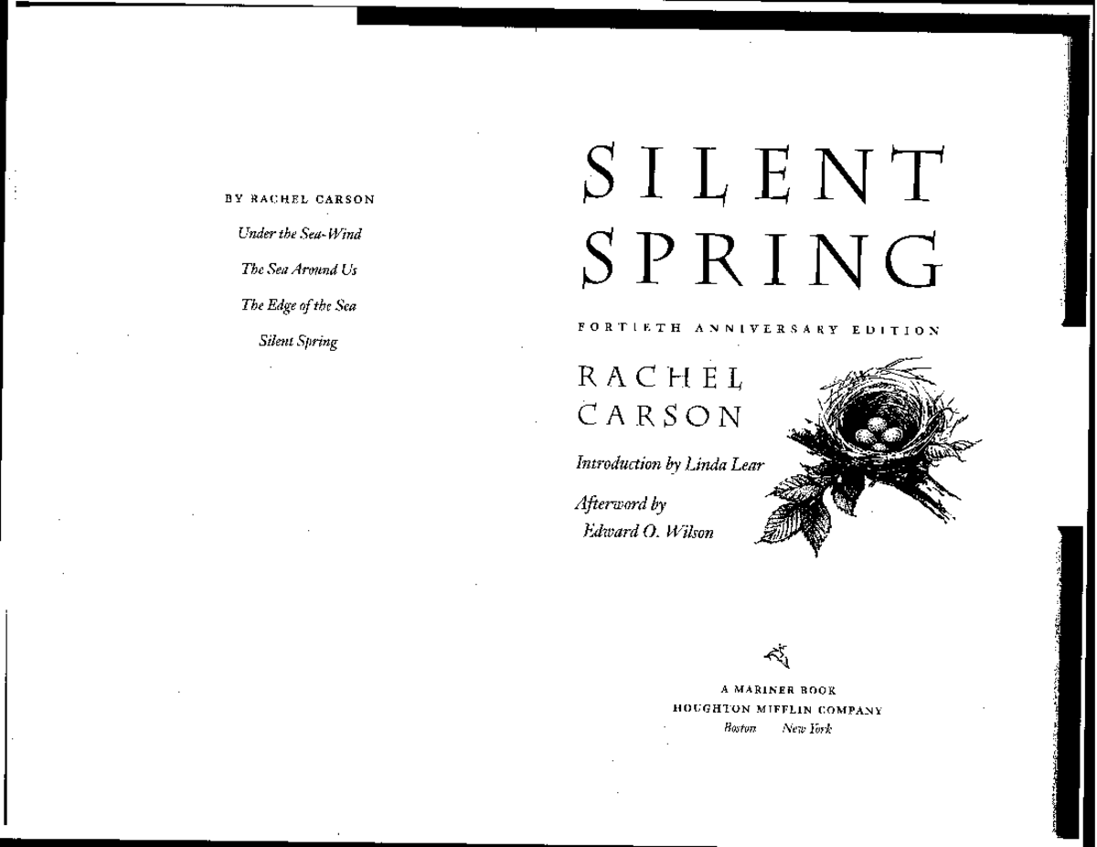 Silent Spring: The Obligation to Endure - Rachel Carson's Insights ...