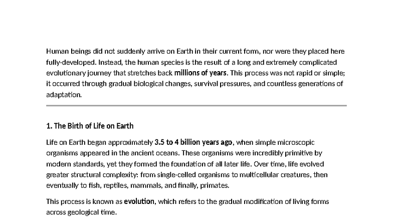 Evolution of Humans: A Journey Through Time and Adaptation - Studocu