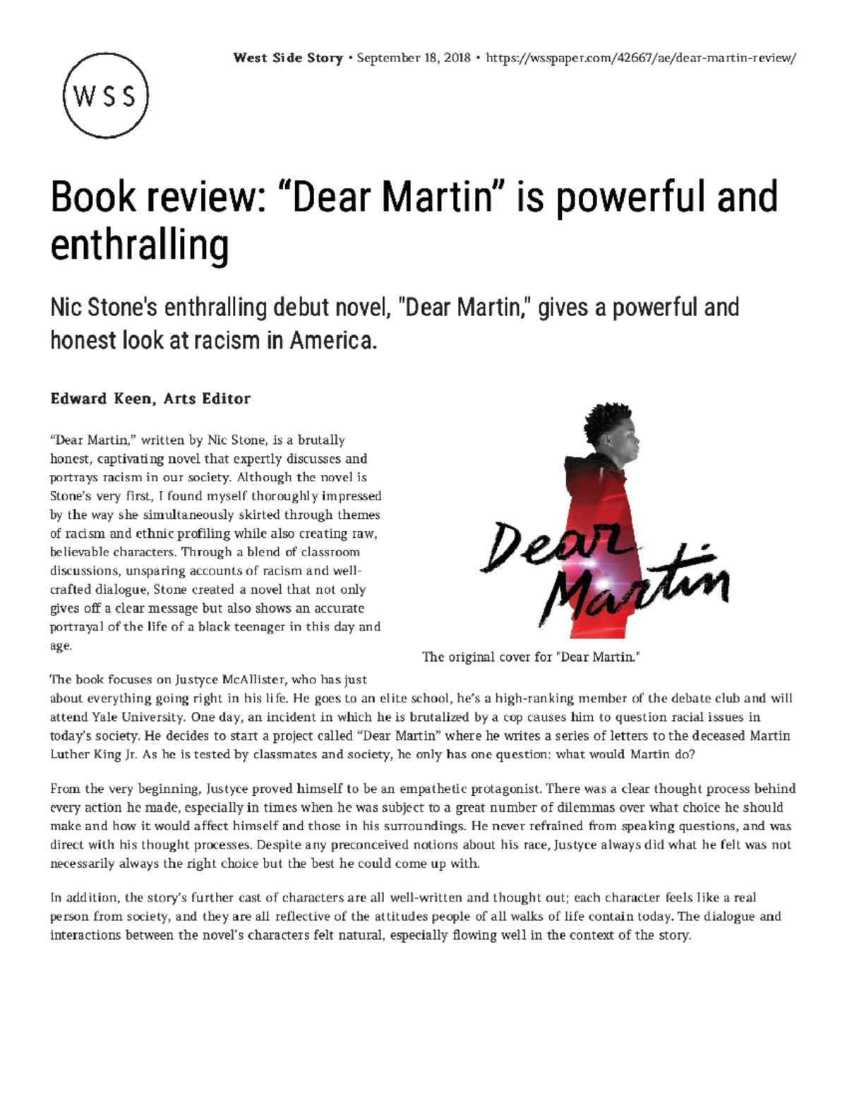 BOOK Review: DEAR Martin - A Captivating Look at Racism in America ...