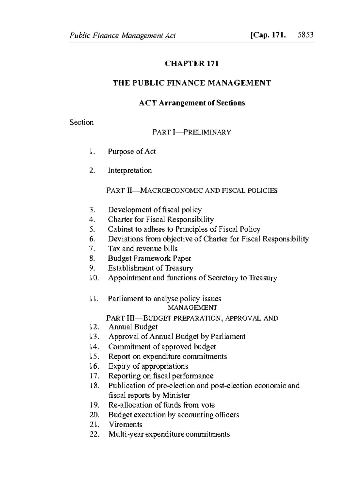 Public Finance Management Act Overview and Provisions [Cap 171] - Studocu