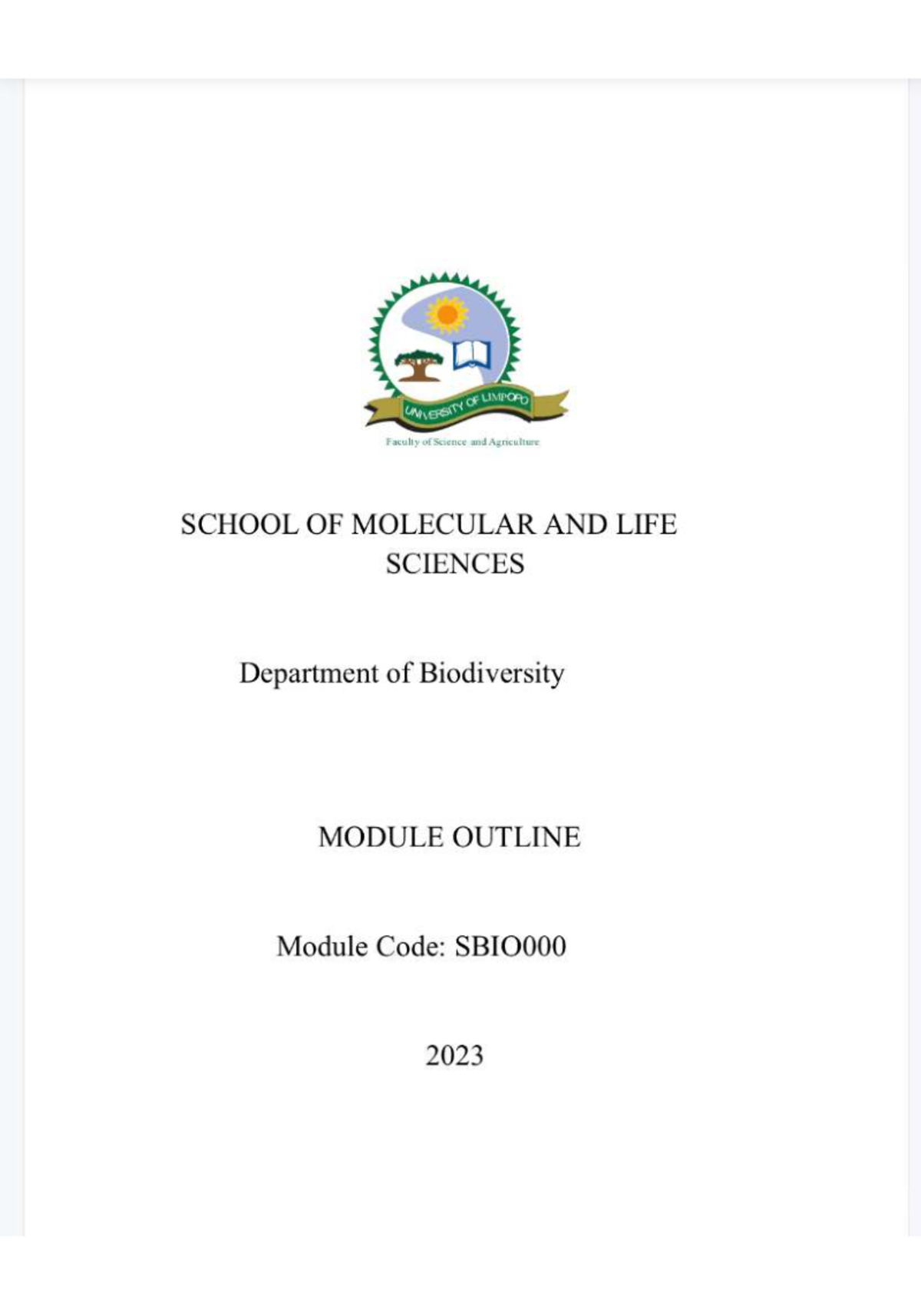 Module Outline: SBIO000 (BLG1502 & BLG1603) - Molecules of Life ...