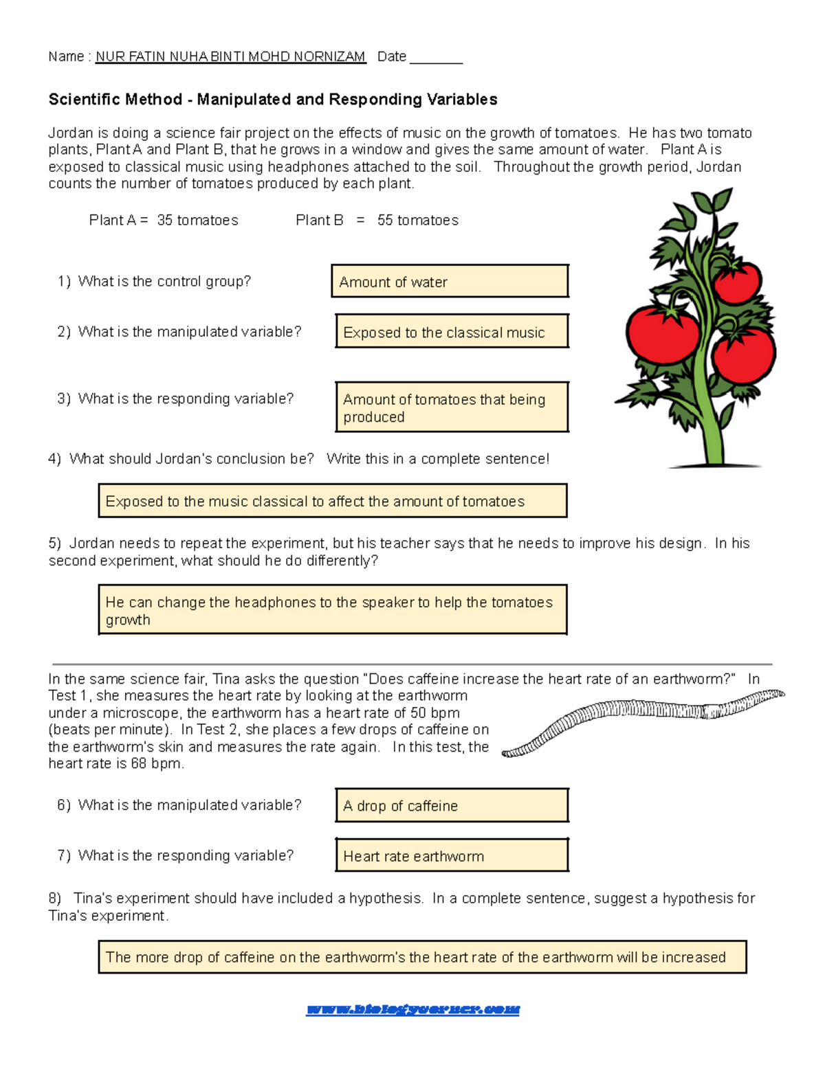 Tutorial 1: Scientific Method - Variables in Biology Experiment - Studocu