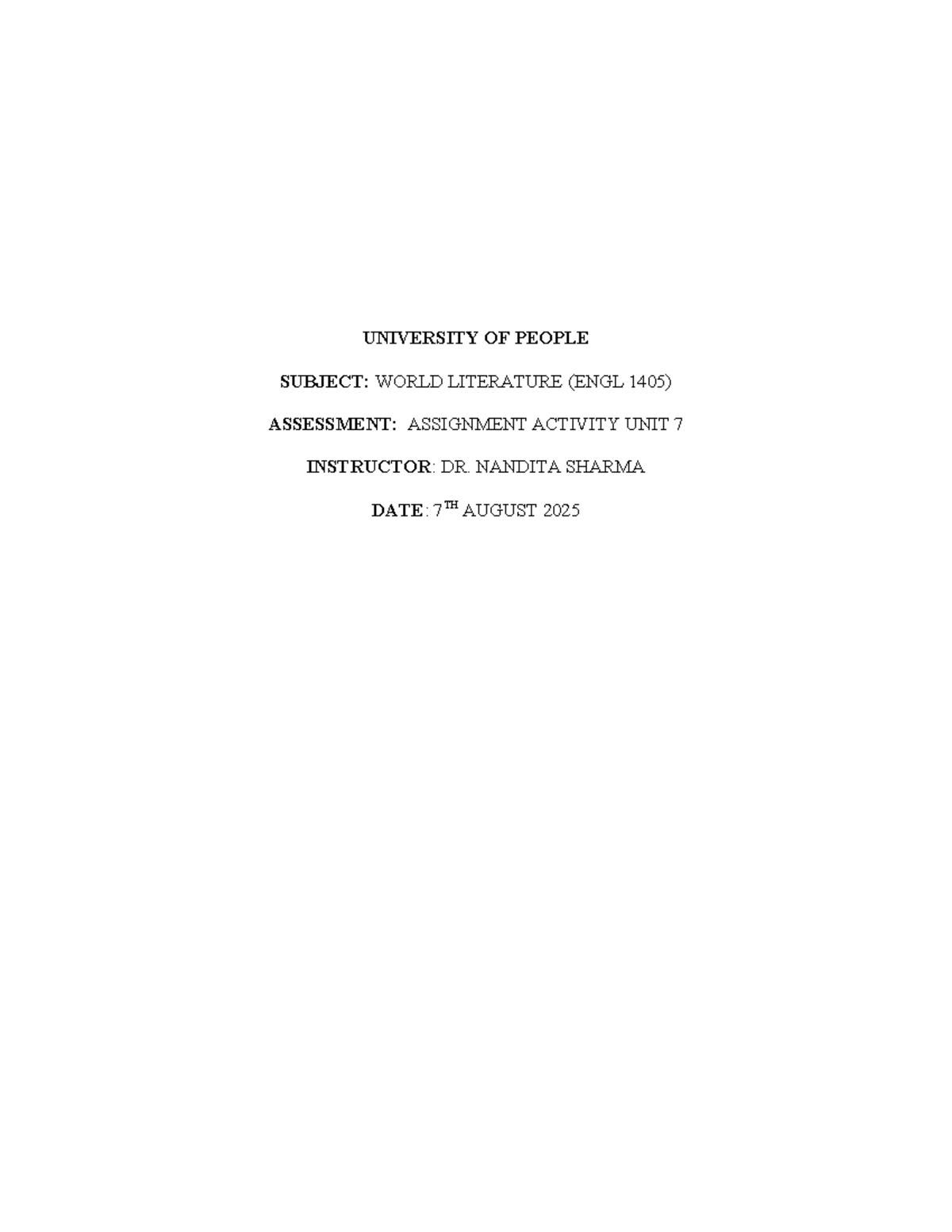 ENGL 1405: Comparative Analysis of Literature & Fantasy - Unit 7 ...