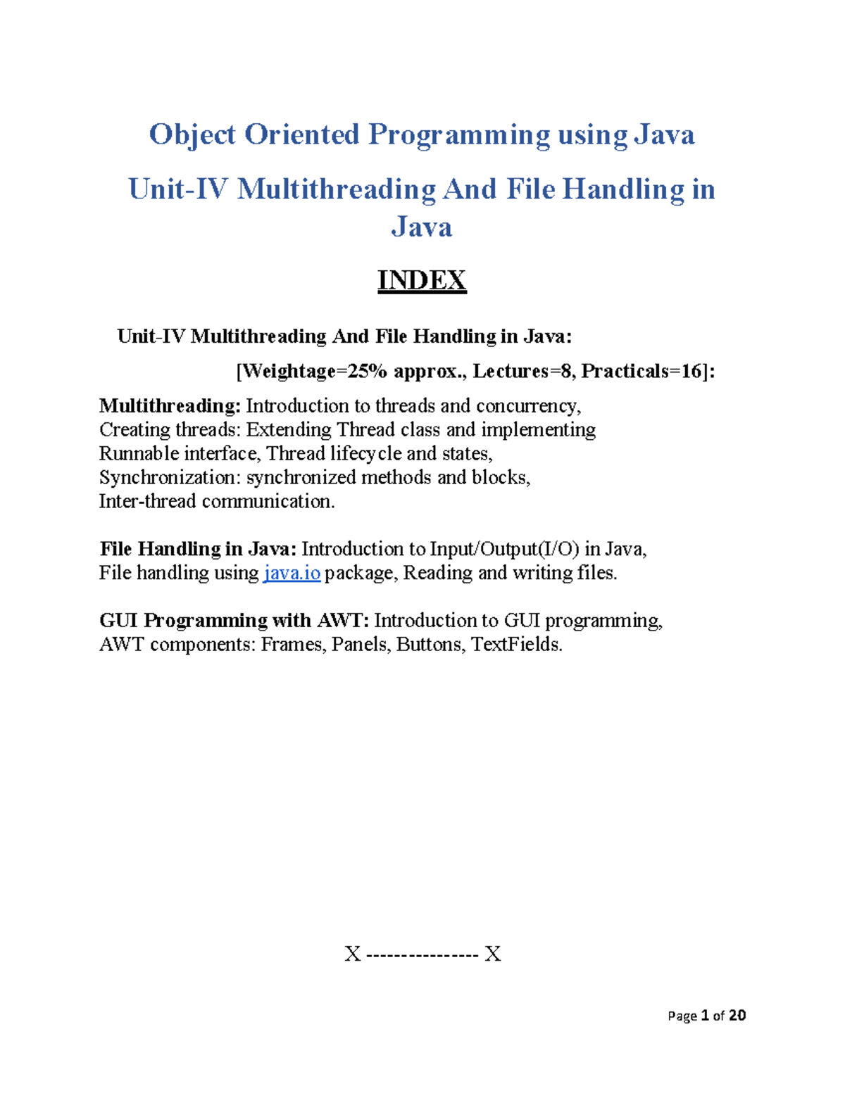 Unit-4: Multithreading and File Handling in Java - Prof. Meet Sanghavi - Studocu