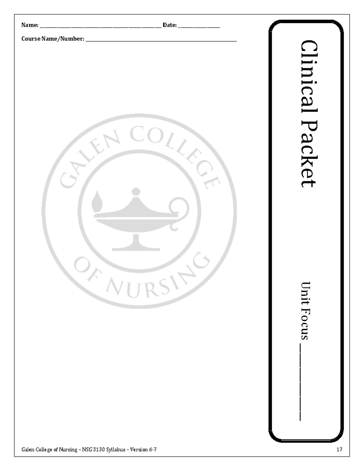 NSG 3130 Clinical Packet: Comprehensive Patient Assessment Guide - Studocu