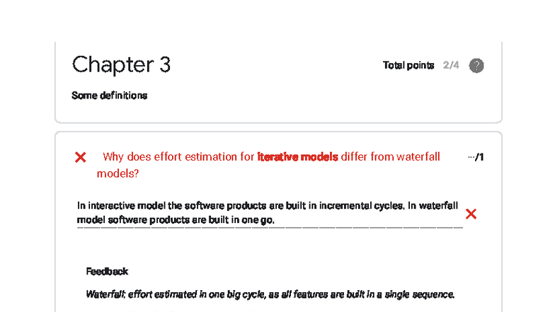 Chapter 3 - Quiz: Effort Estimation in Iterative vs Waterfall Models ...