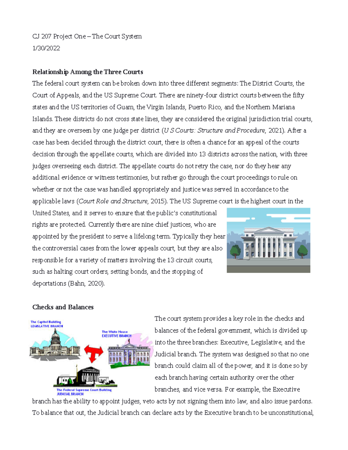 CJ 207 Project One - Understanding the US Court System and Roles - Studocu