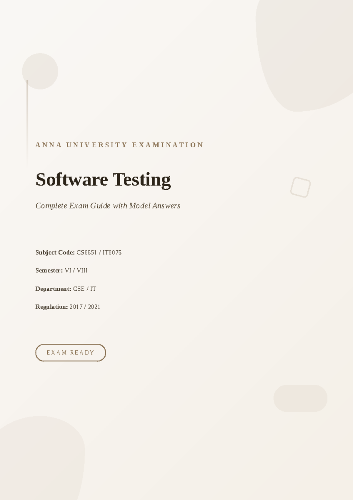 CS8651 Software Testing Complete Exam Guide with Model Answers - Studocu