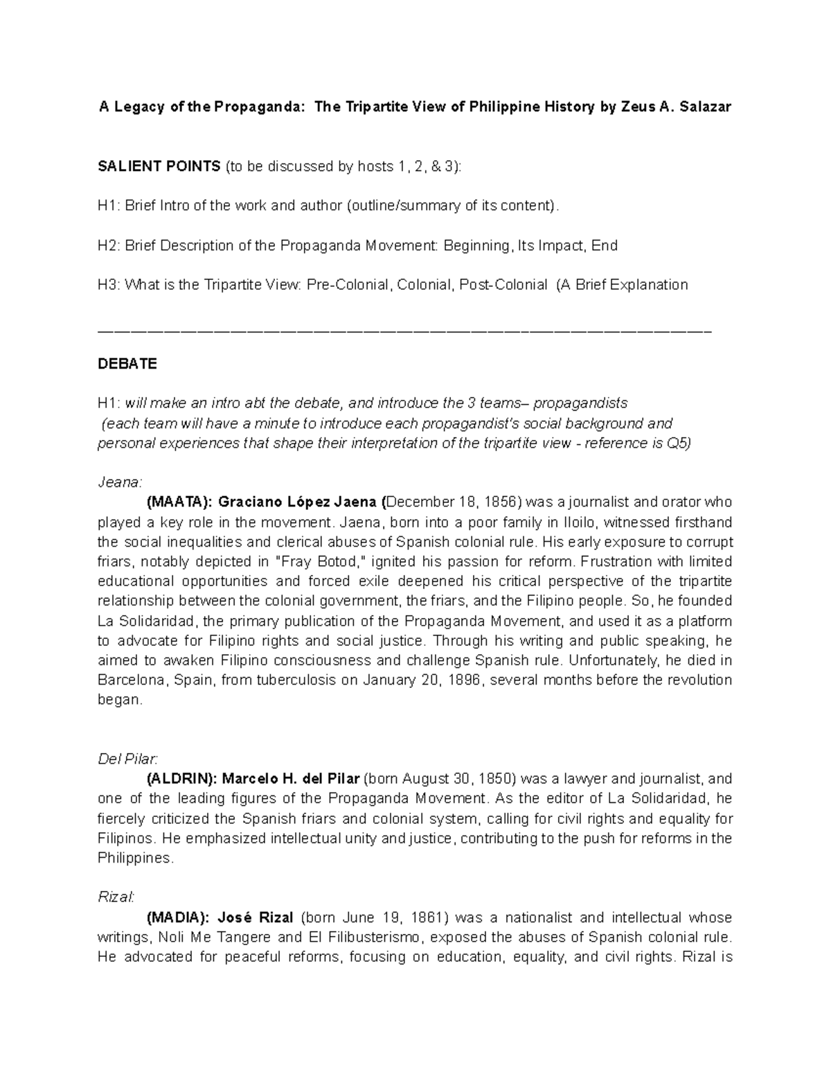PHIL 101: The Tripartite View of Philippine History & Propaganda ...